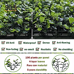 Bybeton Artificial Green Wall Decor,10"x 10"(6pc) UV-Anti Boxwood Hedge Topiary Wall Panels for Indoor Outdoor Privacy Protected and Garden,Balcony,Privacy Fence Screen décor