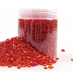 Reflective Tempered High Luster Fire Glass, Glass Gravel Marbles,Fire Glass Rocks Pebbles,Vase Fillers Glass Beads for Aquarium Garden Decoration 3-6mm 305g/10.75oz/0.67lbs (Orange Red)