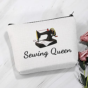 JNIAP Sewing Cosmetic Bag Sewing Queen Gifts for Quilters Seamstress Gifts for Women Makeup Zipper Pouch (Sewing Queen)