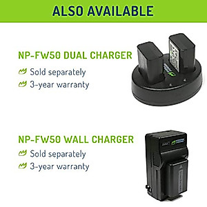 Wasabi Power NP-FW50 Camera Battery (2-Pack) for Sony ZV-E10, Alpha a5100, a6000, a6300, a6400, a6500, Alpha a7, a7 II, a7R, a7R II, a7S, a7S II, Cyber-Shot DSC-RX10 II, RX10 III, RX10 IV and More