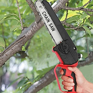 Mini ChainSaw Cordless with 2 Battery, 8&6 Inch Mini Handheld Chain Saw with Replacement Chain, Small Battery Powered Electric Portable Chain Saw for Branch Wood Cutting and Garden Tree Trimming