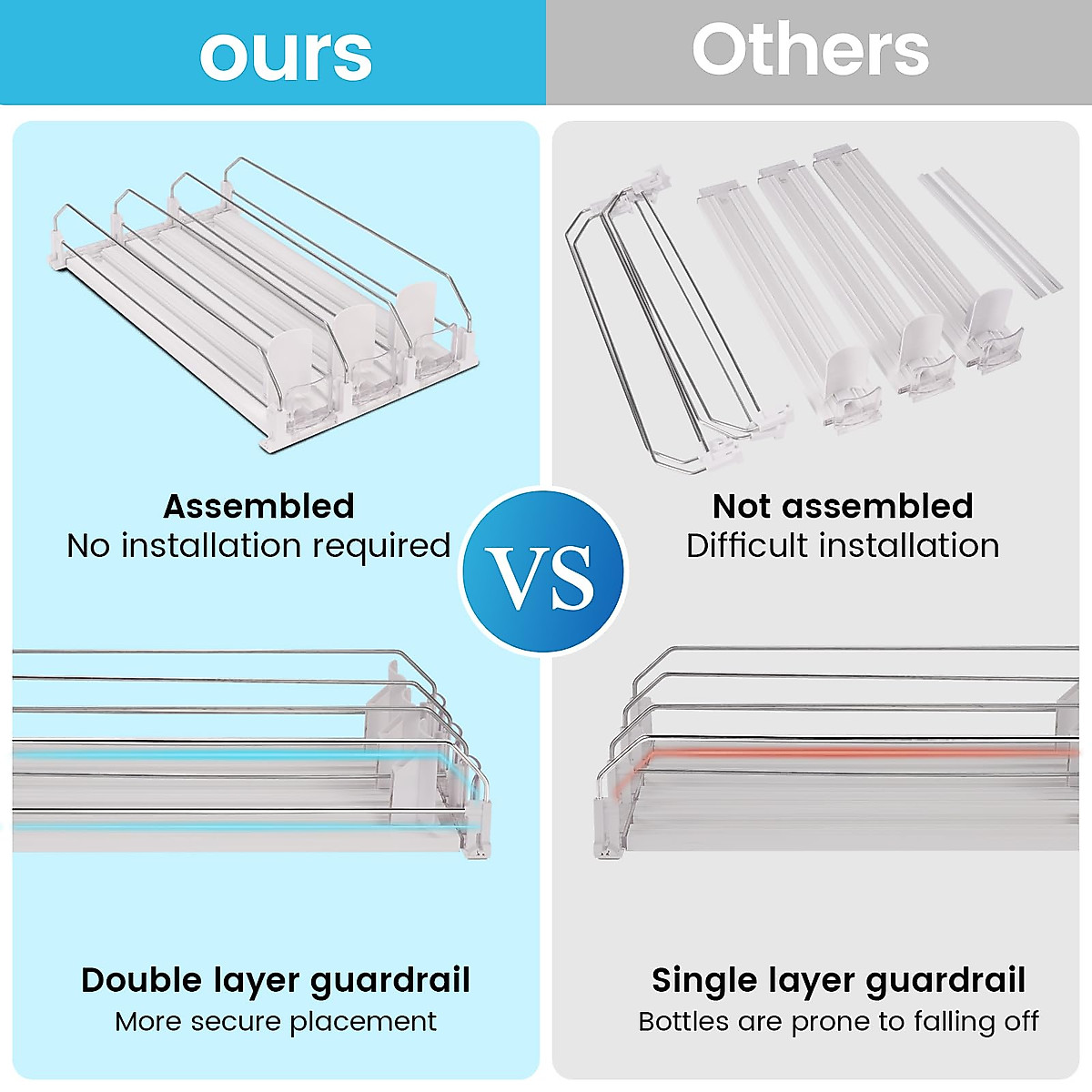 BingoHive Automatic Soda Can Organizer for Refrigerator Can Dispenser for Beer Soda Seltzer Drink Pop Can Holder Self-Pushing Drink Organizer for Fridge Storage 12 cans of 11.15oz 12oz 16oz 16.9oz