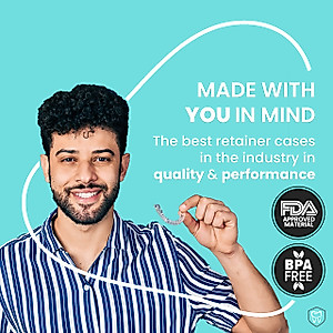 FRESH KNIGHT Retainer Case (2 Pack). Retainer Case with Vent Holes. Perfect for Denture, Mouth Guard, Aligner. (Black)