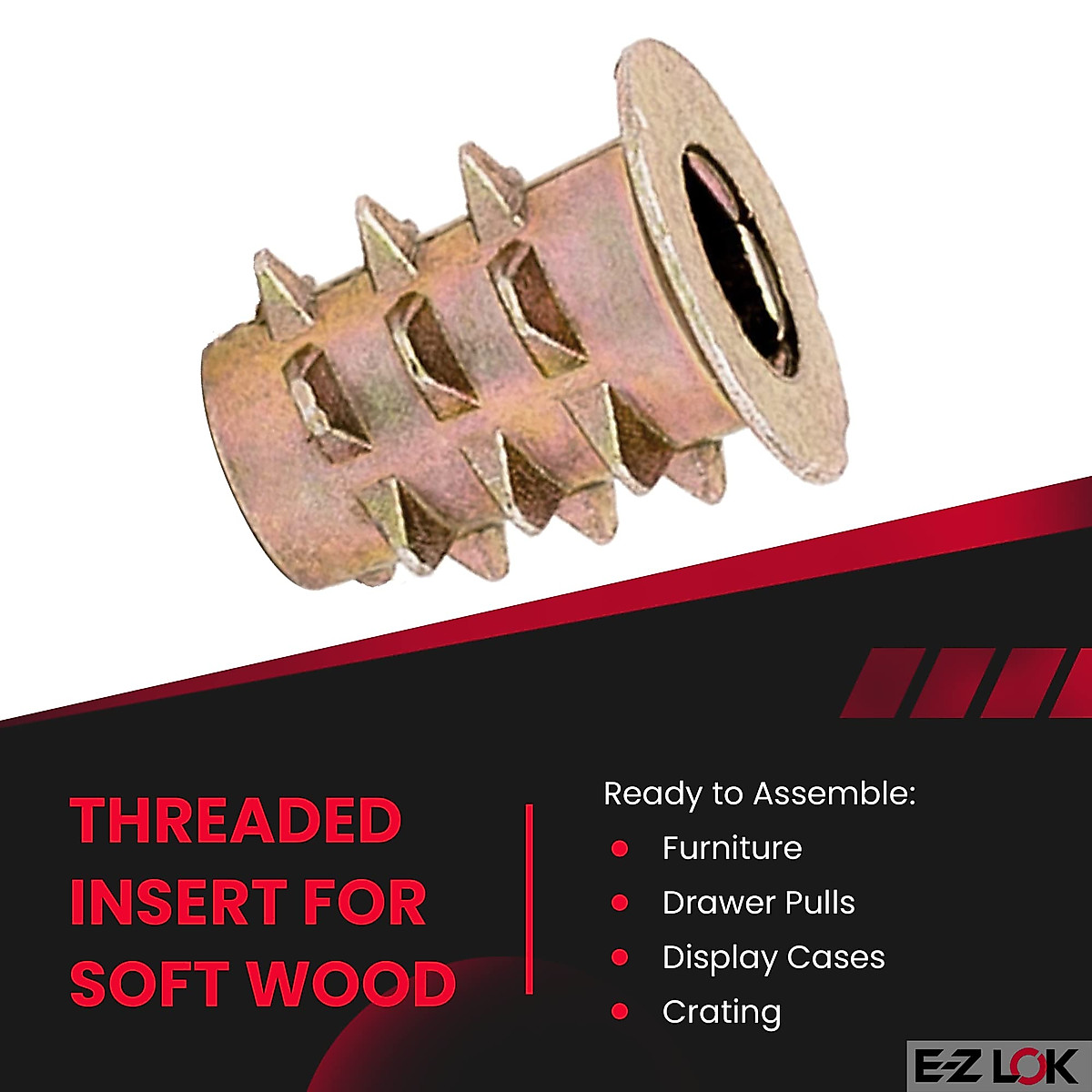 E-Z LOK - 901032-13 E-Z Lok Threaded Insert, Zinc, Hex-Flanged, #10-32 Internal Threads, 13mm Length (Pack of 50)