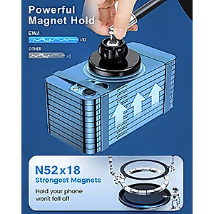 EWA Magnetic Phone Stand, 360°Rotation Adjustable Cell Phone Stand for Desk/Nightstand/Office, Hands-Free Metal Magnetic Phone Holder Stand, Compatible with iPhone 15/14/13/12 Magsafe Case, Black