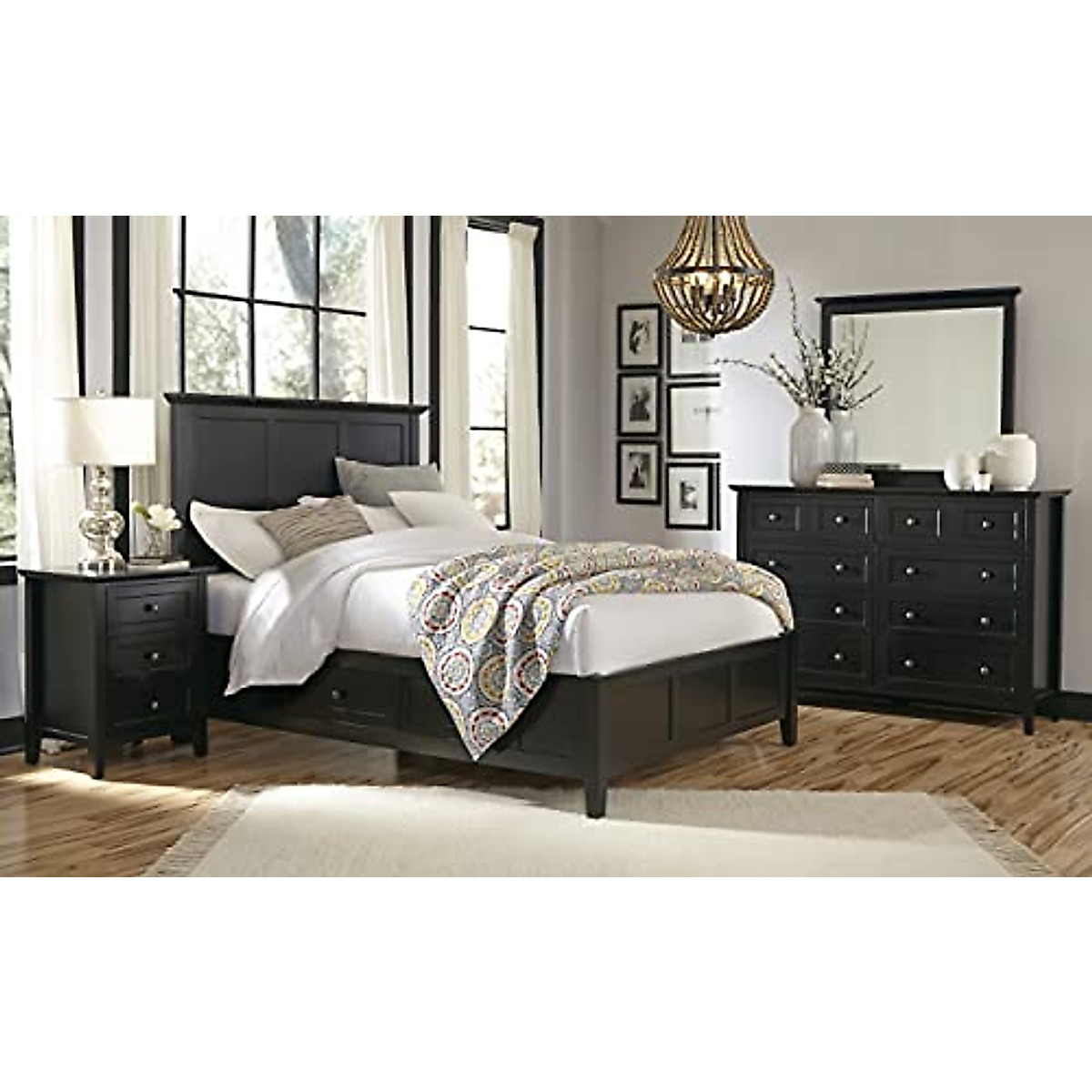 Modus Furniture Solid Wood 2-Side Storage Bed, California King, Paragon - Black