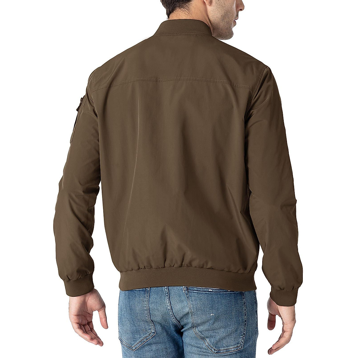 Rdruko Men's Lightweight Bomber Jacket Casual Stylish Fashion Coat Windbreaker(Brown, US M)