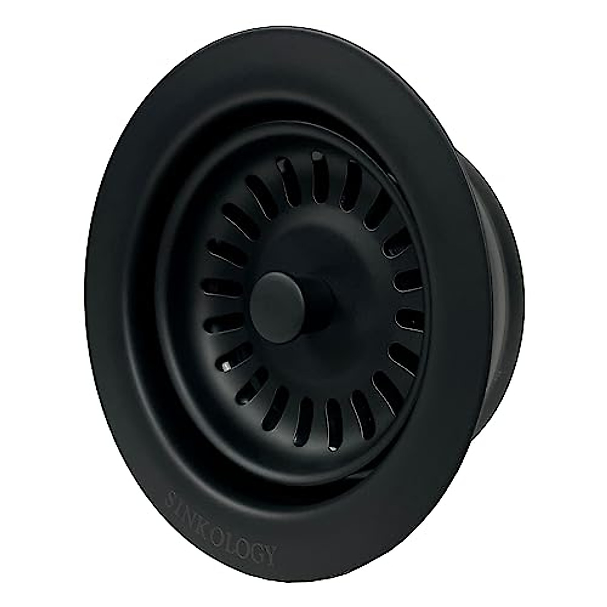 SinkSense 3.5" Disposal Flange Drain with Stopper, Matte Black