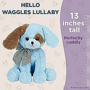 Bearington Baby Waggles Lullaby, Animated Musical Puppy Dog (Blue) 13"