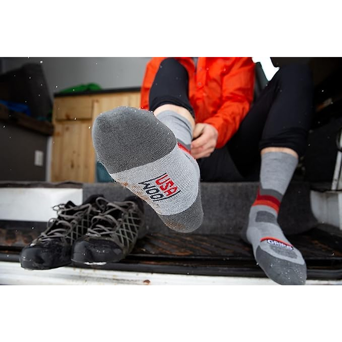 GRIP6 Everyday Merino Wool Socks - Lightweight Wool Hiking Socks - Warm Crew Socks for Men and Women - Cold Weather Gear - Overland Blue, Large (1-pack)