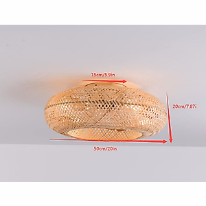 SaWaUto 20 Inch Cage Ceiling Fan, Farmhouse Low Profile Ceiling Fan with Remote Control, Mute Motor w/ Remote Control Flush Mount Ceiling Fan Lighting Fixture for Bedroom Living Room Kitchen