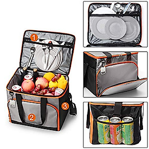 45-Can Insulated Cooler Bag Leakproof Soft Sided Cooler Bag Collapsible Portable Cooler for Lunch Picnic Camping Hiking Beach BBQ Party