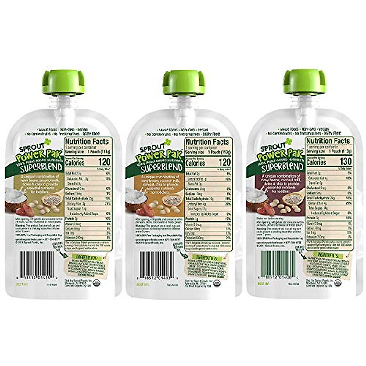 Sprout Organic Baby Food, Stage 4 Toddler Pouches, Apple Apricot Strawberry, Kiwi Banana Spinach, Pear Berry Banana Variety Pack, 4 Oz (6 Each)