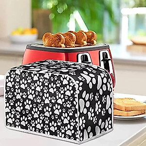 SEANATIVE Novelty Dog Paw Pattern Toaster Cover 4 Slice,Small Appliance Cover for Kitchen Bread Toaster Oven Dust Cover Fingerprint Protection