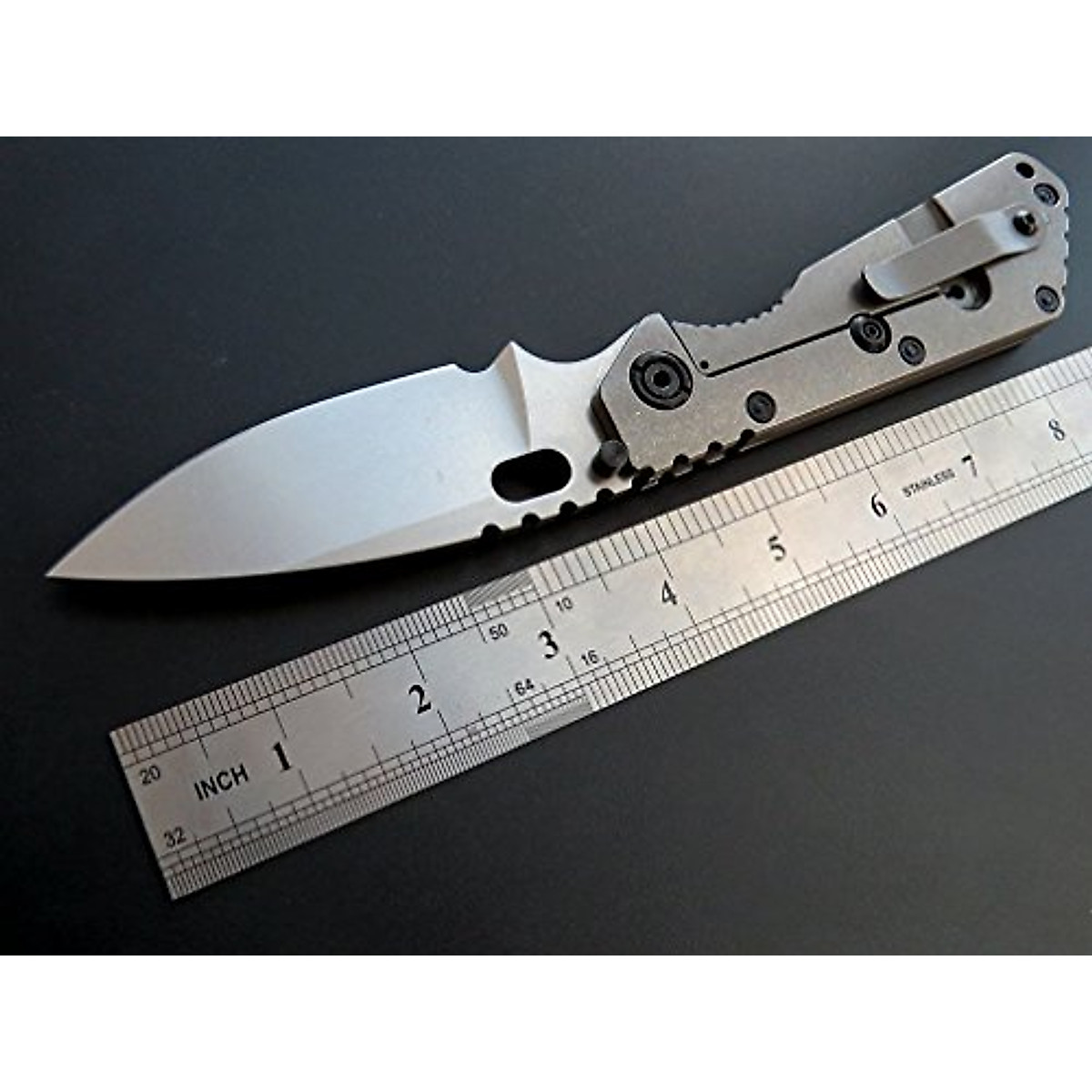 Eafengrow EF225 Pocket Knife Hunting Knives D2 Blade Titanium Handle with Clip EDC Tools Working Camping Knife(gray)