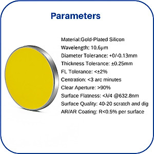 CNCOLETECH 20mm Laser Mirror Si Reflective Mirrors Lens Gold-Plated Silicon 3PCS CO2 Laser Lens,for CO2 Laser Engraving Cutting Machine
