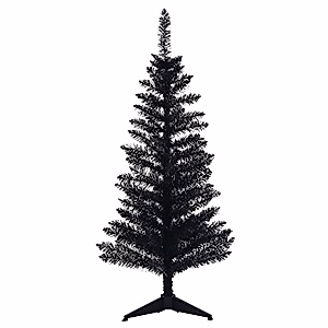 Artificial Christmas Tree，Halloween Decoration Tree Xmas Pine Tree with PVC Leg Stand Base Holiday Decoration for Indoor and Outdoor(4ft Black