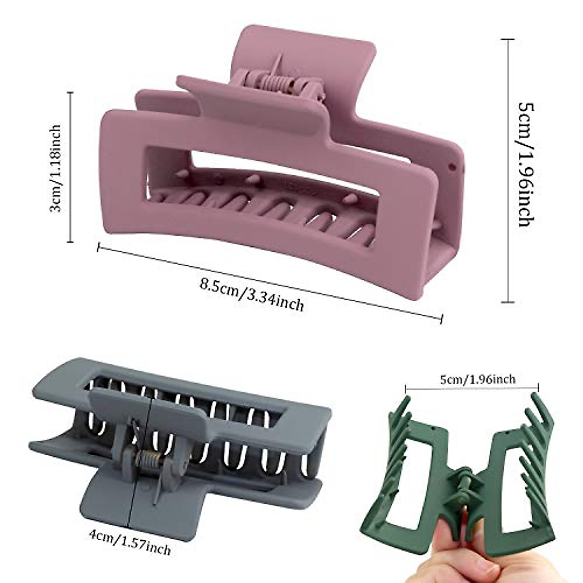 Hair Claw Clips, 6PCS 3.5" Strong Hold Rectangle Claw Hair Clips Bright Color Hair Jaw Clamp Non-Slip Catch Hair Styling Accessories for Women Girls Thin Thick Hair (Multicolor series)