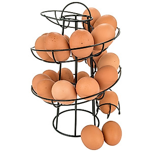 Southern Homewares Egg Skelter Deluxe Modern Spiraling Dispenser Rack Black