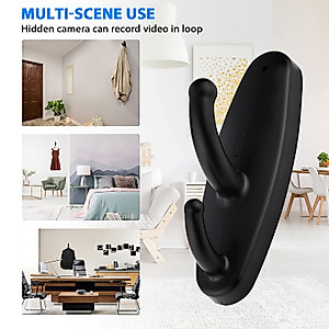 SworRishi Hidden Camera Clothes Hook, Mini Spy Camera HD 1080P Nanny Cam, Security Camera with Motion Detection Loop Recording for Monitoring Home/Office/Baby/Pet, No WiFi Function, No Audio