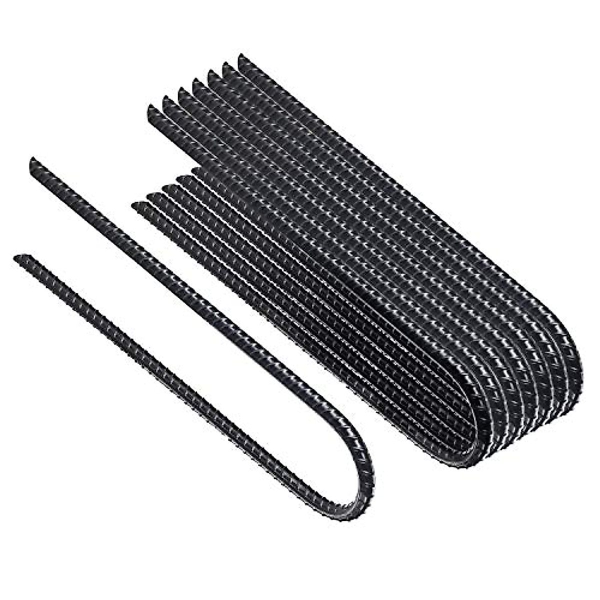 VASGOR 12” x 2” Trampolines Wind Stakes Black Powder Coated Rebar Steel - Heavy Duty U Shape Ground Anchors for Camping Tent - Garden Staples – Trampoline Pins - Sharp End (8)