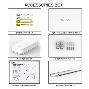 TOWON 47 x 35 Inch Glass Calendar Dry Erase Board for Wall, Magnetic Whiteboards Calendar, White Board Calendar Dry Erase for Wall, Monthly Planner Whiteboard Set, Black