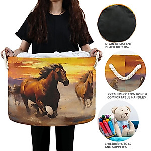 xigua Large Storage Basket Cotton Rope Basket Horse Farm Fence Pattern Baby Laundry Basket for Blankets Toys Storage Basket Laundry Hamper