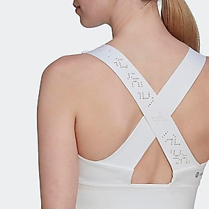 adidas Women's Tennis London Crop Top, White/Impact Yellow, X-Large