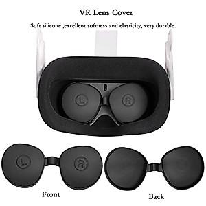 VR Front Face Silicone Protective Shell, Silicone Interfacial Cover, Touch Controller Grips Strap Cover Combination,Lens Cleaning Cloths and so on kit 7-in-1 for Oculus Quest 2 Accessories (Black)