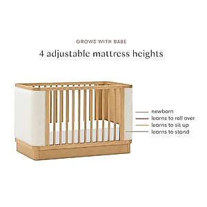 Babyletto Bondi Boucle 4-in-1 Convertible Crib with Toddler Bed Conversion Kit in Honey with Ivory Boucle, Greenguard Gold Certified