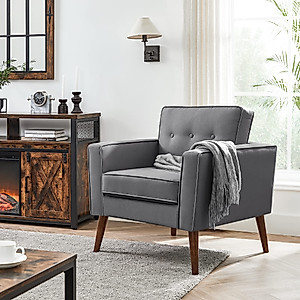 VASAGLE Accent Chair with Upholstered Cushion, Solid Wood Legs, for Living, Dining Room, Office, 31.5 x 31.5 x 30.7 Inches, Gray