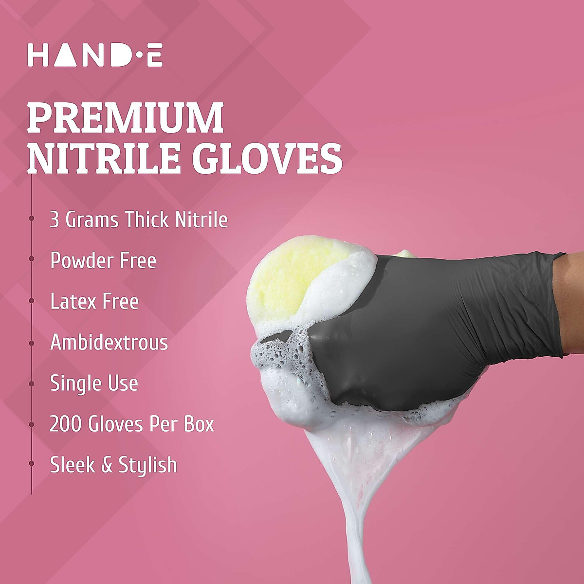 Hand-E Touch Disposable Grey Nitrile Gloves Large - 400 Count - Powder Free, Latex Free Medical Exam Gloves With Textured Grip Fingertips - Cleaning, Salon, Painting, Kitchen