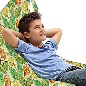 Ambesonne Flower Lounger Chair Bag, Pastel Colored Fresh Blooming Foliage Design with Hand Drawn Flourishing Branches, High Capacity Storage with Handle Container, Lounger Size, Multicolor