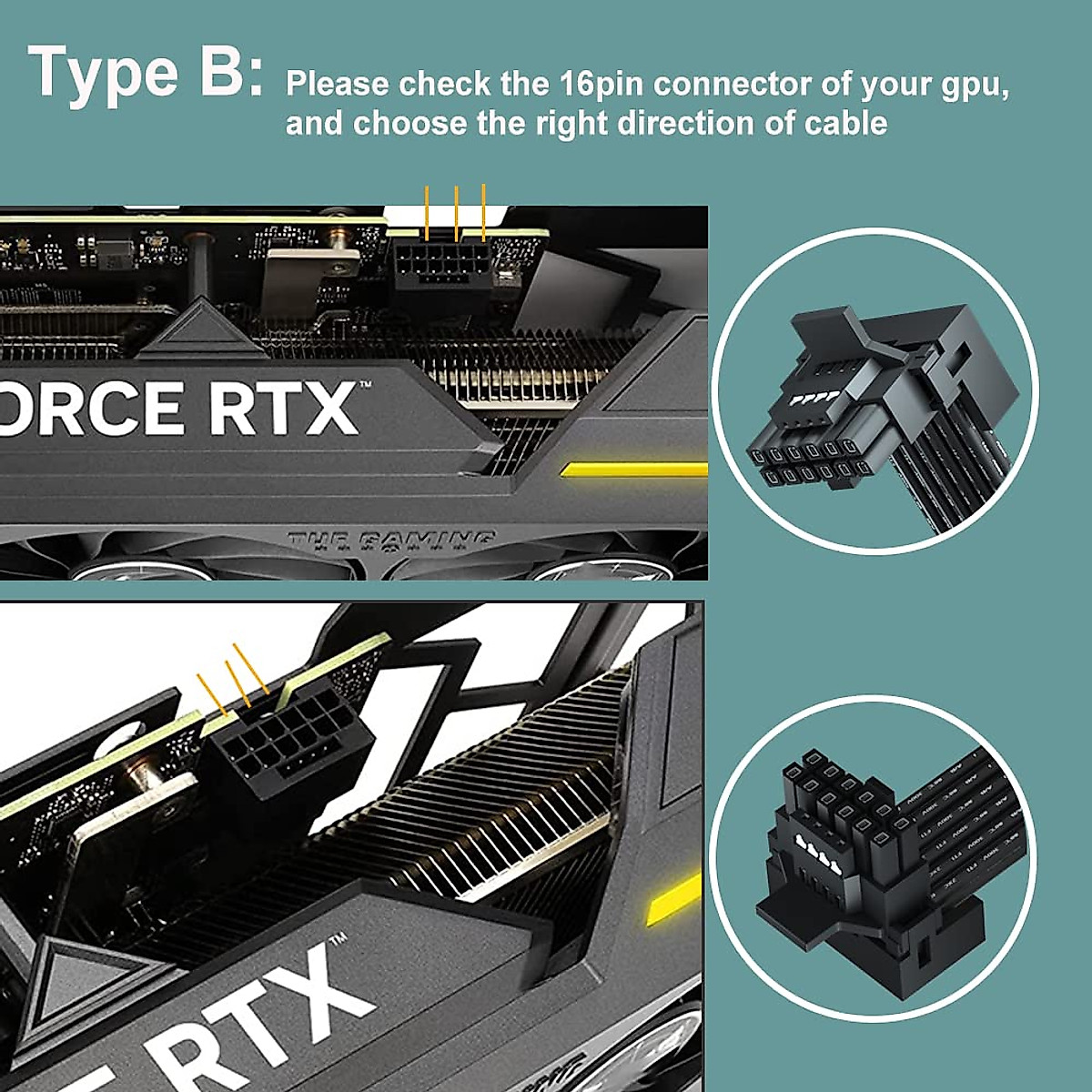 JOYJOM PCI-e 5.0 12VHPWR 16 Pin Right Angle Adapter Female to Male Extension Cable, 16AWG 600W 12VHPWR 90 Degree Adapter for Graphic Card GPU 12+4pin RTX 3090Ti 4070Ti 4080 4090 (Type B)