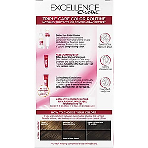 L'Oreal Paris Excellence Creme Permanent Hair Color, 4 Dark Brown, 100 percent Gray Coverage Hair Dye, Pack of 1