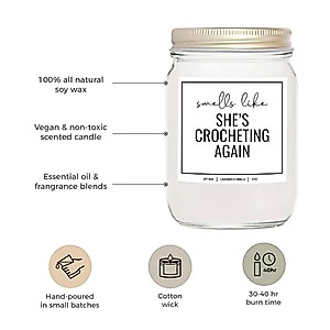 YouNique Designs Candle Gifts for Crocheters 8oz - Crocheting Gifts for People Who Crochet - Cool Gifts for Crochet Lovers - Gifts for Someone Who Crochets, Gift for Crocheter (Lavender & Vanilla)