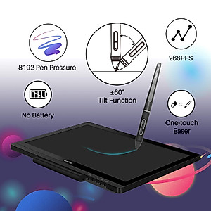 HUION KAMVAS 20 Drawing Tablet with Screen 120% sRGB Graphic Drawing Monitor Pen Display Tilt Function Battery-Free Stylus 8192 Pen Pressure - 19.5 Inches