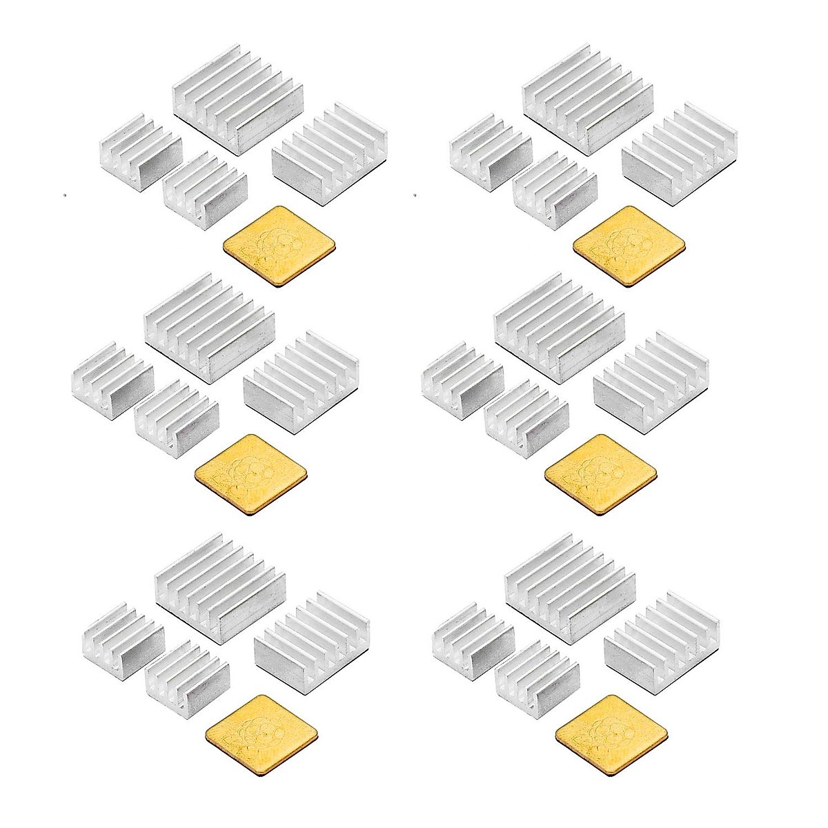 30 PCS Raspberry Pi 4 Heatsink Kit with Thermal Conductive Adhesive Tape, Aluminum Heat Sink Cooler and Copper Heatsink for Raspberry Pi B B+ 2/3/4