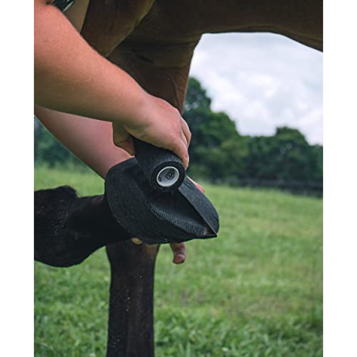 WildCow 4" Black Vet Wrap Tape Bulk, 12 Pack Cohesive Bandage Wrap, Self Adherent Grip Rolls