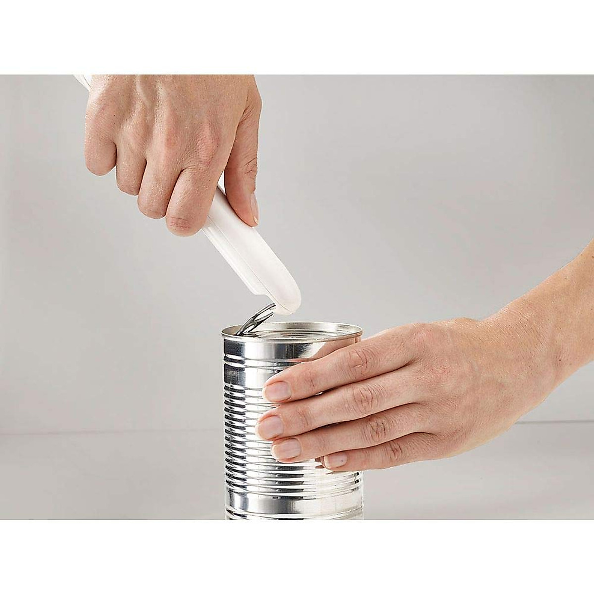 Joseph Joseph Can-Do Plus Compact Can Opener Manual Easy Twist Pull Tab Stainless Steel Portable Space-Saving, White