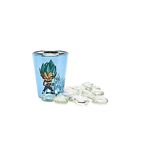 JUST FUNKY Dragon Ball Super Mini Glass Set | 2 Oz Shot Glasses Set of 4 | Featuring Trunks, Goku Black, Goku, and Vegeta Including their Super forms | Officially Licensed