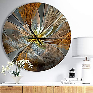 DesignQ 'Symmetrical Brown Fractal Flower ' Modern wall clock for Home Bedroom Bathroom Office Living Room Decoration