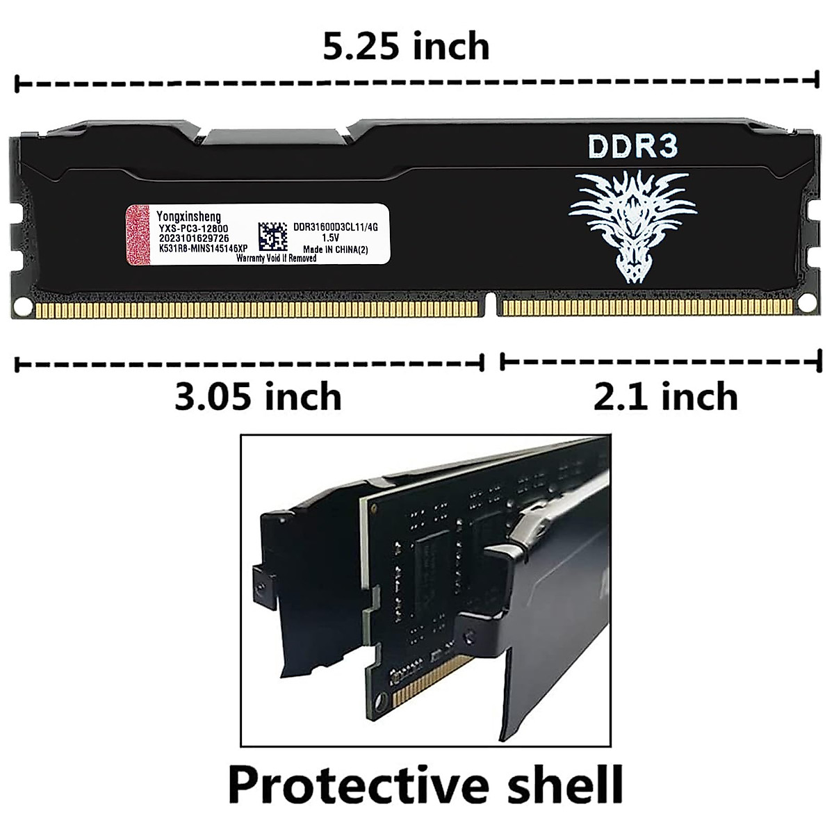 Yongxinsheng DDR3 8GB Kit (4GBx2) Desktop RAM 1600MHz PC3-12800 UDIMM Non-ECC Unbuffered 1.5V 2Rx8 Dual Rank 240 Pin CL11 PC Computer Memory Upgrade Module (Black)