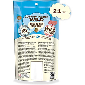 Aurora Pet Variety Pack (5) Friskies Party Mix Natural YUMS Cat Treats (Salmon, Tuna, Chicken, Shrimp, Catnip) 2.1-oz Each with AuroraPet Wipes