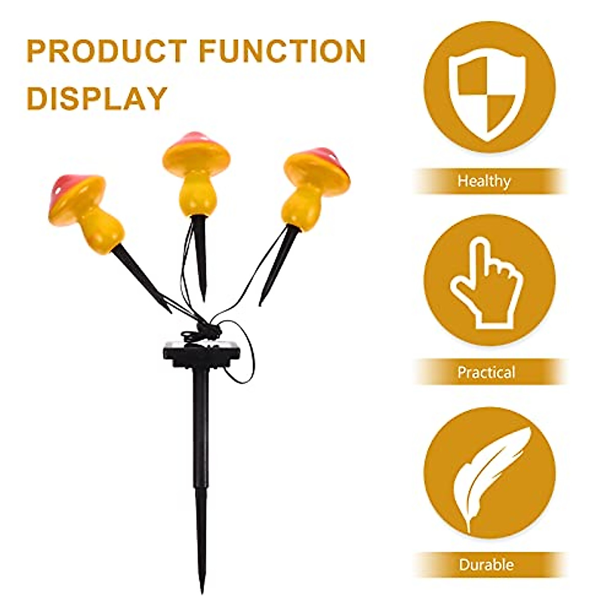 SOLUSTRE Mushroom String Light LED Solar Stake Lights Yard Lawn Garden Night Light Landscape Path Light Garden Decorations for Patio Lawn Driveway