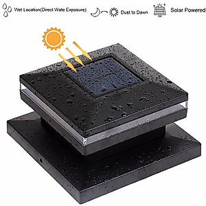 Viewsun 8 Pack Solar Post Lights, Outdoor Fence Post Cap Light Solar Powered Caps for Deck, Patio, Garden Decor, Warm White High Brightness SMD LED Lighting, Lamp Fits for 4x4 or 6x6 Wooden Posts