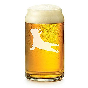 MIP Brand 16 oz Beer Can Glass French Bulldog Yoga
