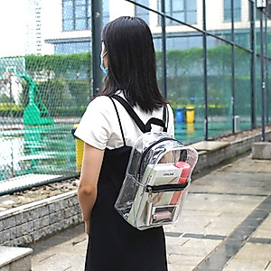 Stadium Approved Clear Mini Backpack, Heavy Duty Cold-Resistant Transparent PVC Backpack with Work, Security Travel & Stadium(Black)