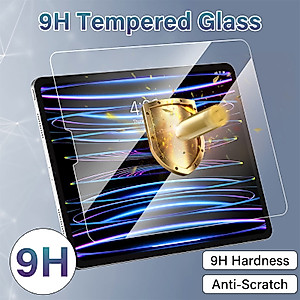 Soke for iPad Pro 12.9 Screen Protector [2 Pack](12.9 Inch, 2022 6th Generation & 2021 5th Gen & 2020 4th Gen &2018 3rd Gen) Tempered Glass Film Anti- Scratch for Apple iPad Pro 12.9"