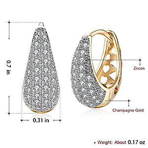 14K Gold Plated CZ Hoop Earrings For Women Men Fashion Cubic Zirconia Earrings 0.7''